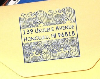 Wave rubber stamp | Etsy