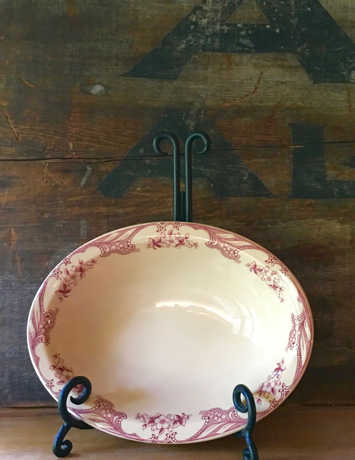 Oval Serving Bowl Rose Point Inca Ware by Shenango China