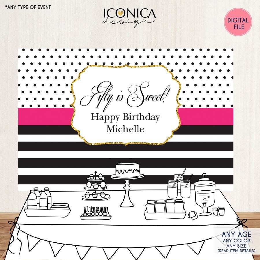 Glam Black And White Stripes Birthday Banner Bridal Baby