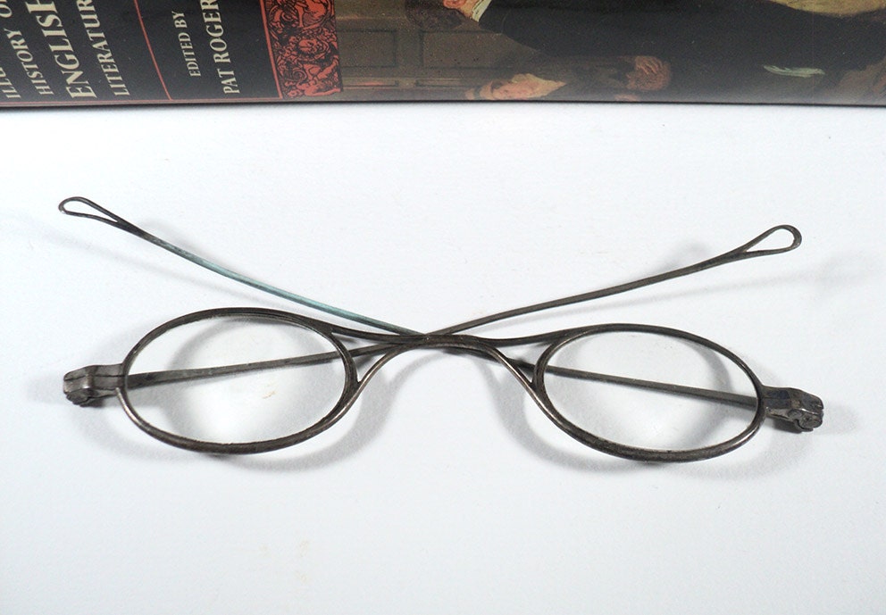 Antique Pair of Glasses 1800s Spectacles Teardrop Finial