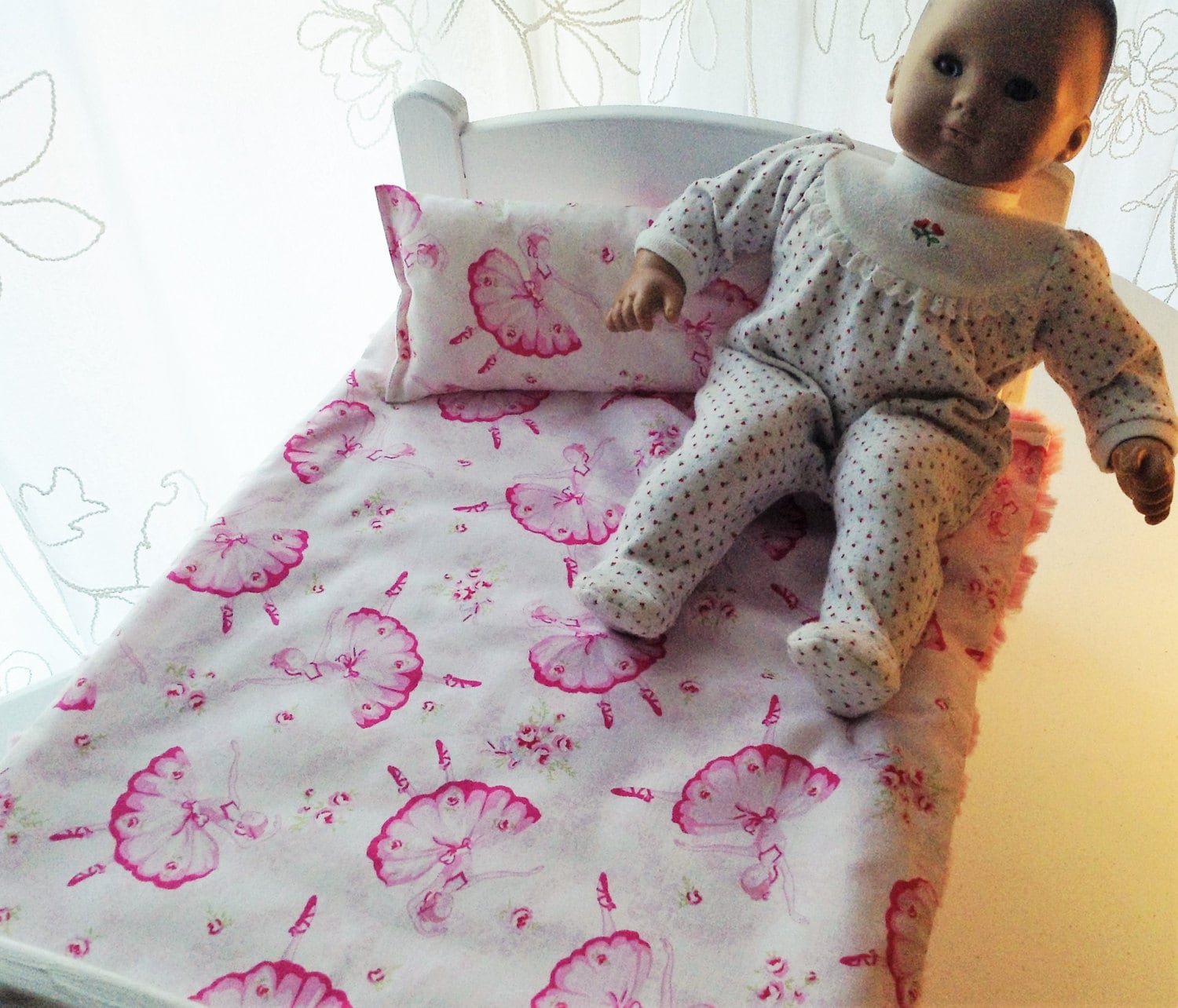 Doll Bedding Blanket and pillow set Ballerinas 18 inch 15