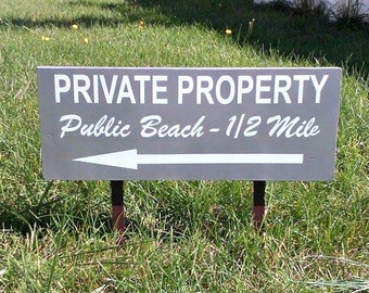 Private beach sign | Etsy
