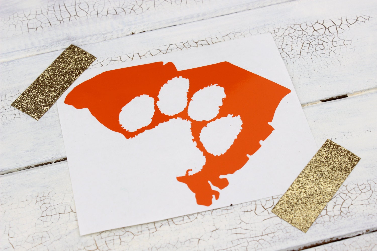 Clemson Paw South Carolina State Outline Decal