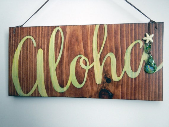 Stained Wood Aloha Signs by MakaiArtStudio on Etsy