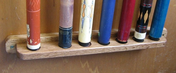 6 Pool Cue Wall Rack with Bridge Clip