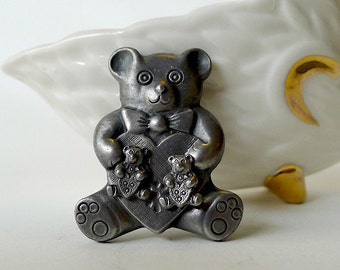 Pewter teddy bear | Etsy