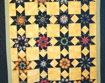 Yellow star quilt | Etsy