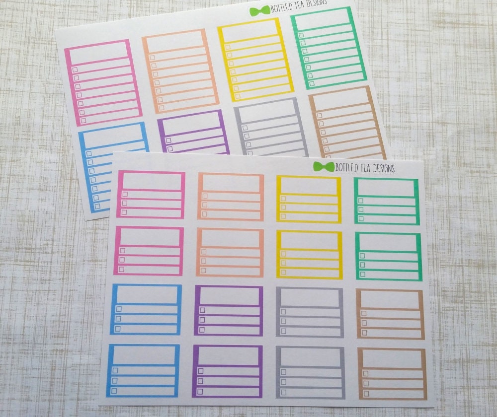 Blank Full Box // Half Box Checklists Sets of by bottledteadesigns