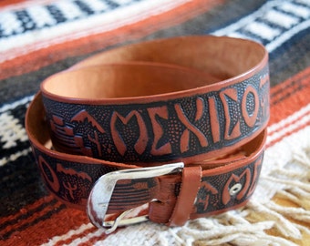 Mexican leather belt | Etsy