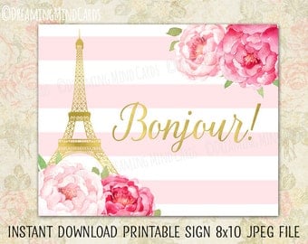 Bonjour sign | Etsy