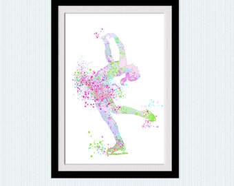 Figure skating Print Ice skating poster Watercolor art