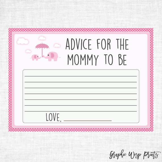 Elephant Baby Shower Advice For Mommy To Be by GraphicWispPrints