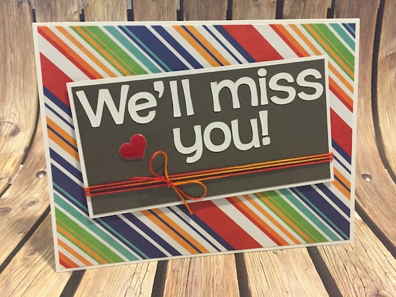 Handmade We'll Miss You Greeting Card Goodbye by LJsCardsAndCrafts