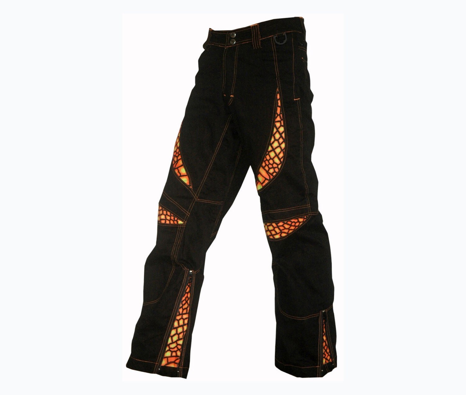 Alien eye pants 'Fire Dragonfly': Black cotton