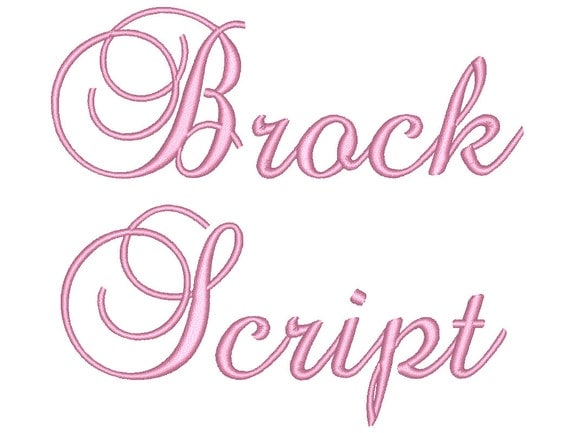 3 Size Brock Script Embroidery Font BX fonts Machine