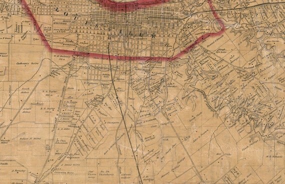 1858 Farm Line Map of Jefferson County Kentucky Louisville