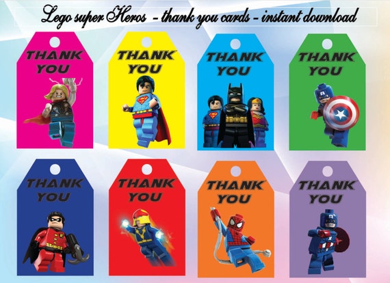 Instant DL Lego superhero thank you Tags Lego by alisprint on Etsy