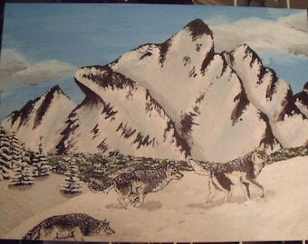 Wolf pack painting | Etsy