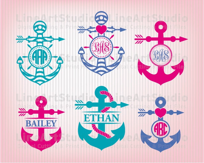 Anchor Monogram SVG Frames SVG Files Monogram Svg Anchor