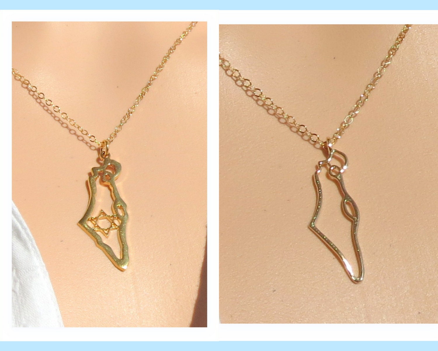 ISRAEL Map Necklace Israel Necklace Jewish Jewelry Holy