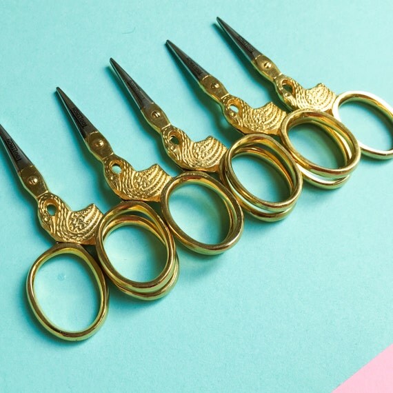Items similar to Swan Scissors Gold Swan embroidery scissors sewing ...