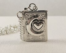 Unique silver book locket related items | Etsy