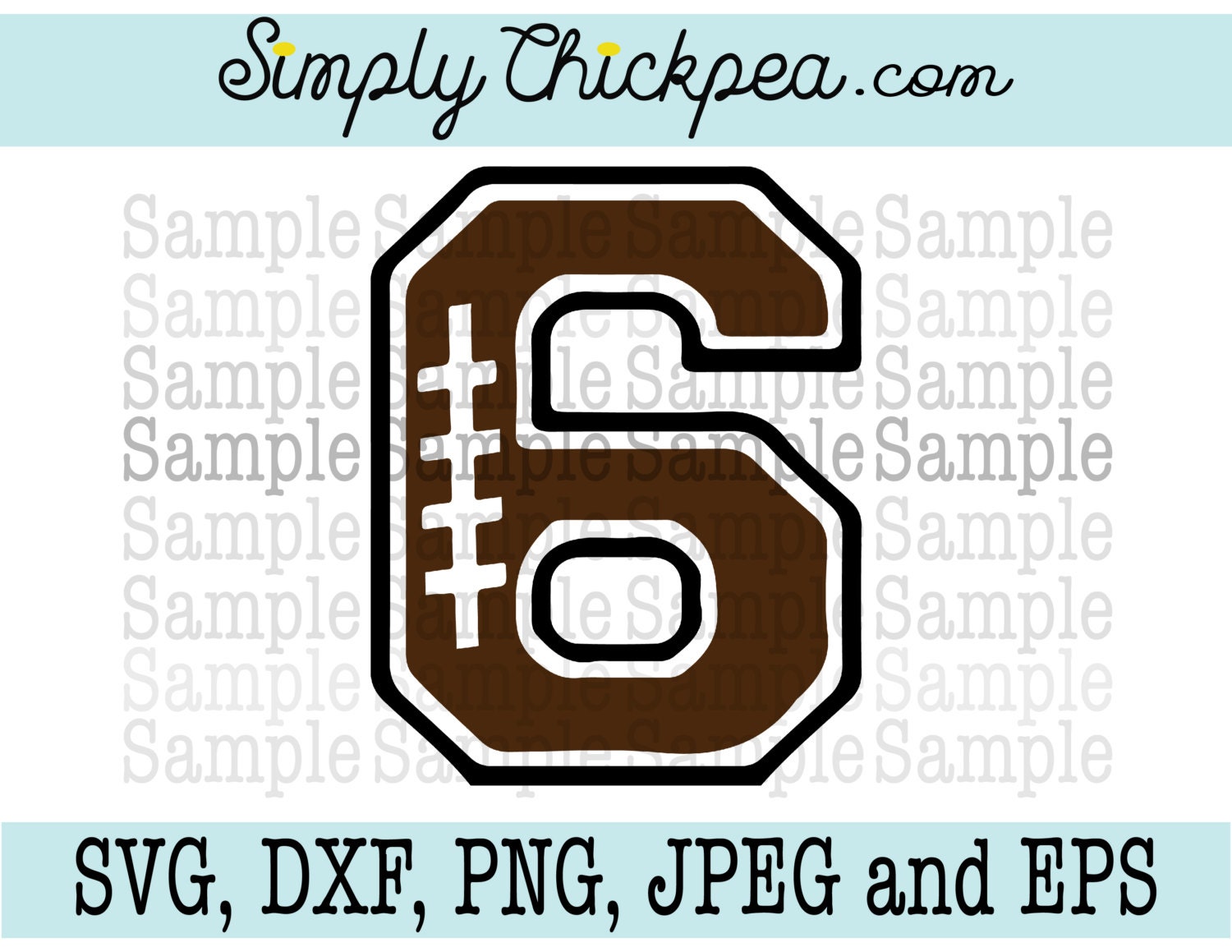 SVG, DXF, PNG, cutting file Jpeg and Eps: Football Varsity Number 6 ...
