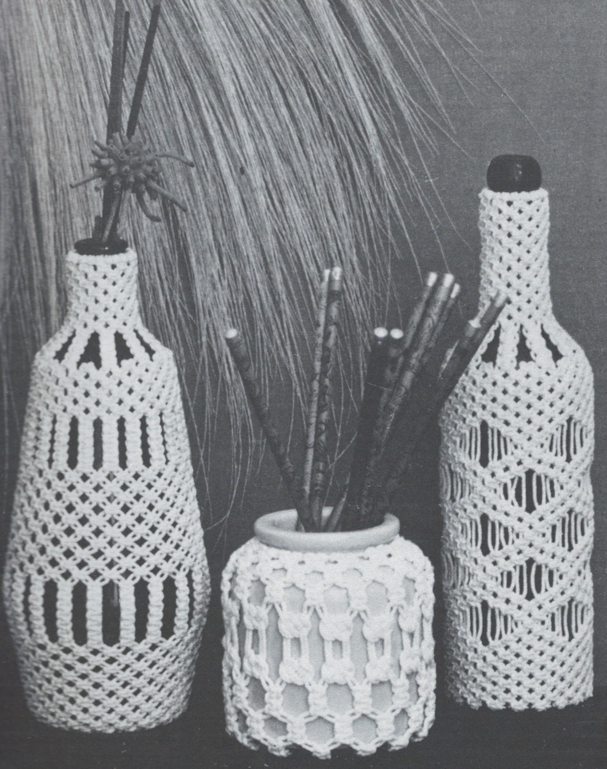 Pattern Macrame Bottle Holders Various Sizes Small Large