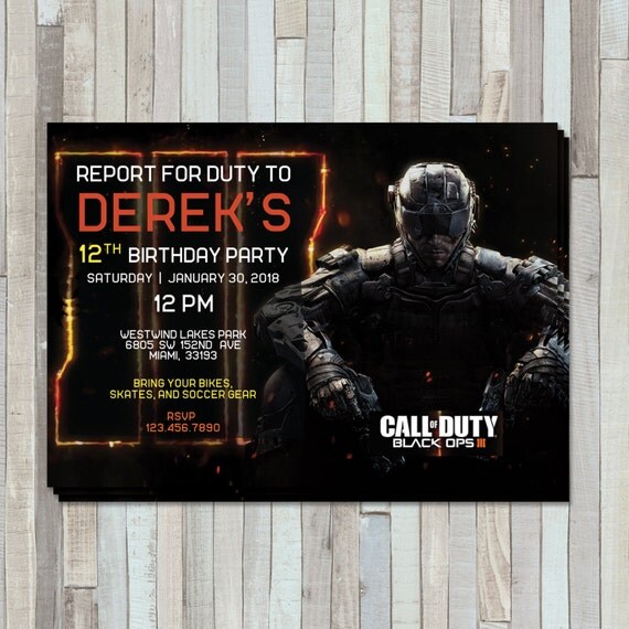 Call of Duty Birthday Invite by SweetGemCupcakes on Etsy