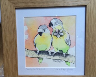 Lovebirds painting | Etsy