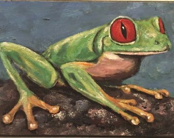 Items similar to Green Tree Frog - 11x14 reproduction print - mixed ...