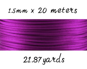 2mm Satin Rat Tail Cord 5 yards/15 feet multiple colors