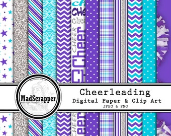 Digital Scrapbook Paper Cheerleading Green and Gold by madscrapper