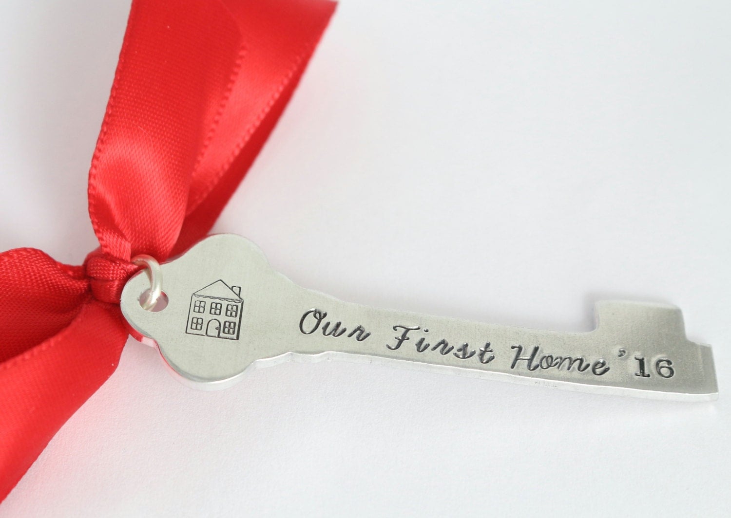 Personalized Our First Home Key Ornament Aluminum Hand