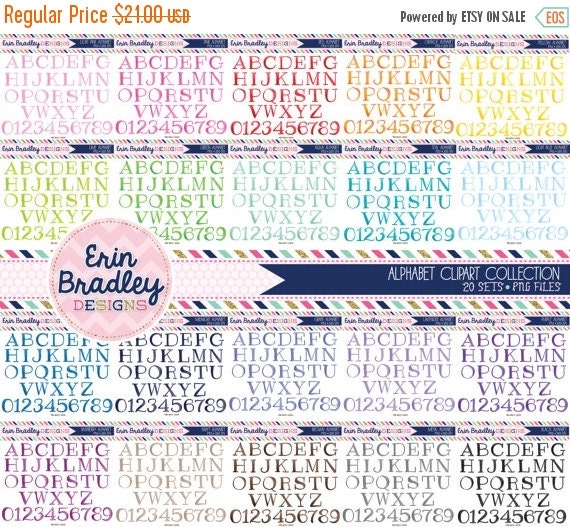 60% OFF SALE Alphabet Clipart Bundle Set by ErinBradleyDesigns