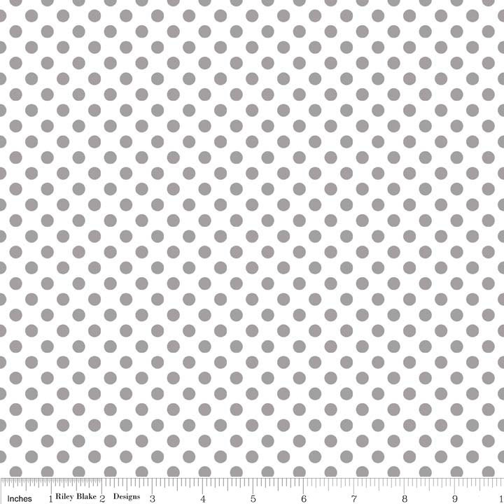 Gray Small Dots on White Fabric by Riley Blake Designs Half
