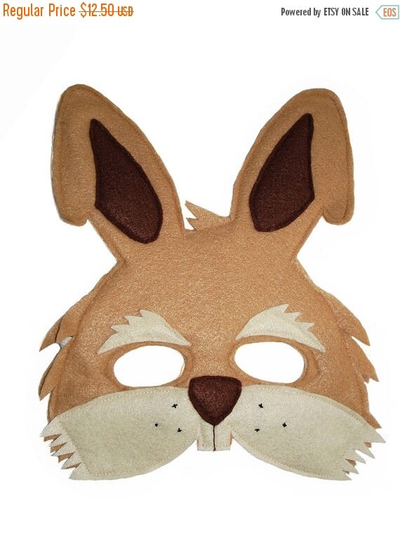 ON SALE Children's Brown RABBIT Felt Mask by MagicalAttic on Etsy