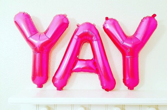 YAY Balloon YAY Gifts Yay Theme Pink Yay Letter by girlygifts07