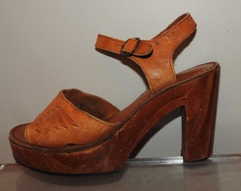 Wood platform sandal | Etsy