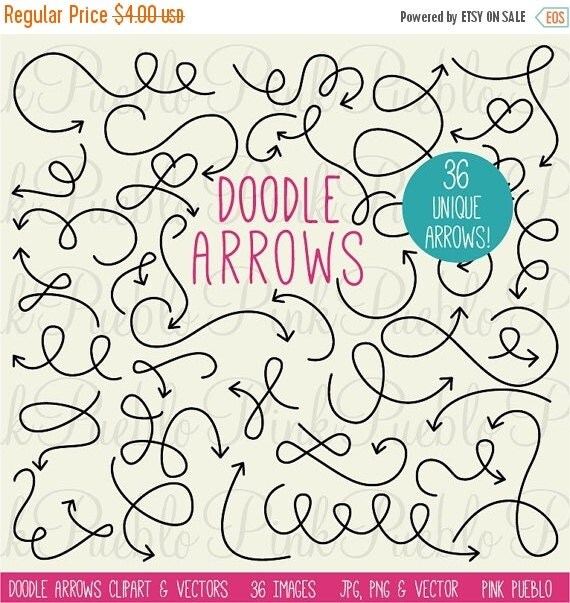 HALLOWEEN SALE Doodle Arrows Clipart Clip Art Hand by PinkPueblo