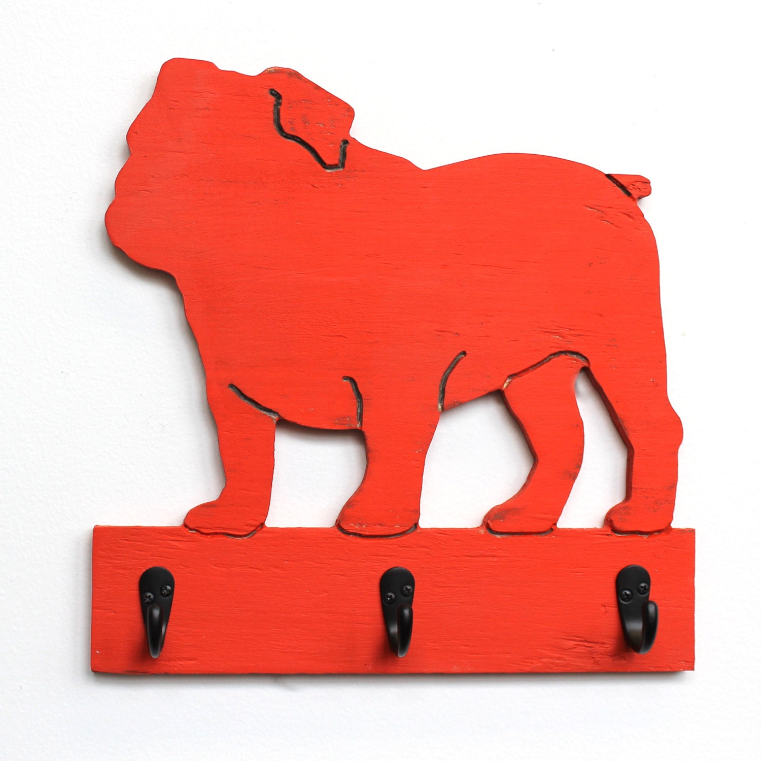Bulldog Leash Hook Leash Collar Hook Organizer Wood English