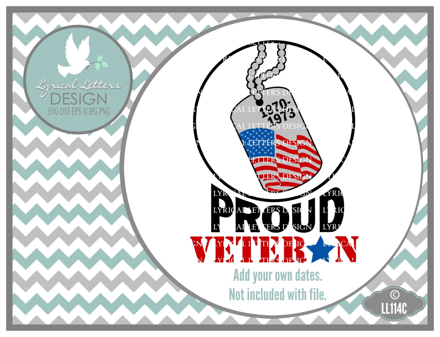 Proud Veteran Dog Tag Veteran's Day American Flag LL114 C