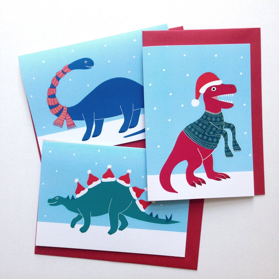 6 Dinosaur Christmas Cards Dinosaur Christmas card Xmas