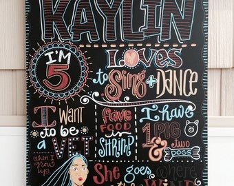 Handwritten Chalkboard Birthday Sign 16x20 by maryandjack on Etsy