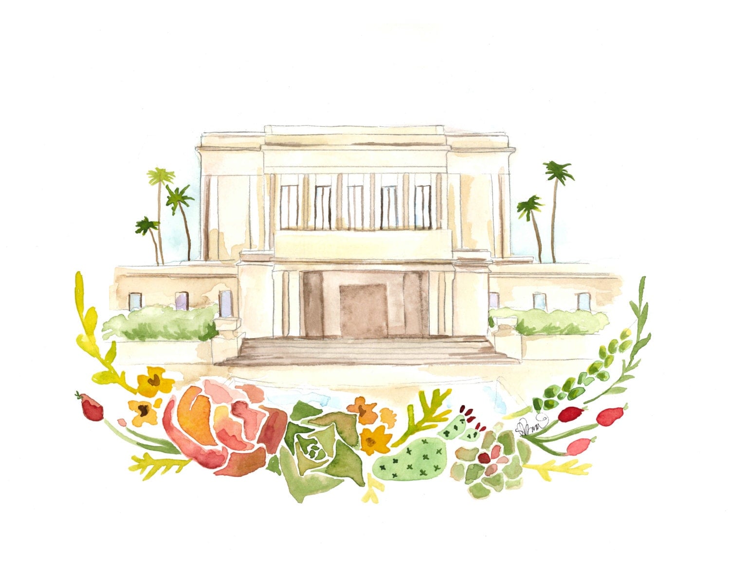 Mesa Arizona LDS Temple Watercolor Mesa Temple