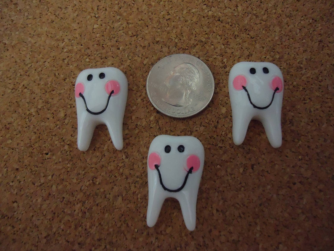 8 DENTIST TOOTH Message Board Thumb Tacks Office Push Pin TEETH Smiley ...
