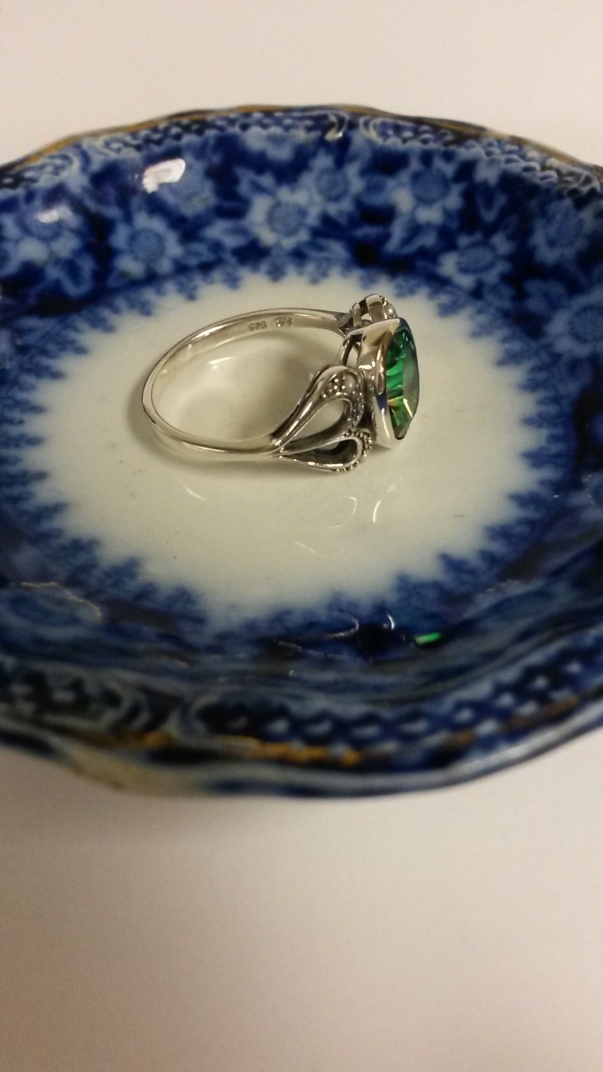 Estate Sterling Silver 925 2ct Mystic Topaz Alexandrite Heart