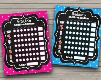 Items similar to Custom Printable Vintagesque Bedtime Routine Chart ...