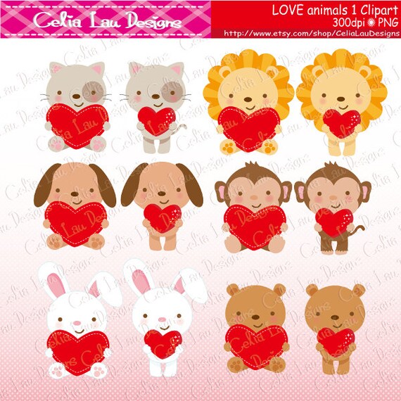 Love Animals Clipart Love Clipart Valentine Animals cat