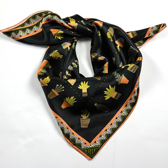 illustrated silk scarves and jewelry designs by MINEDOGAN on Etsy